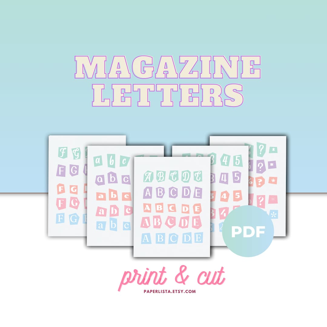 Printable Download PDF Magazine Letters Alphabet Numbers, Ransom Note ...