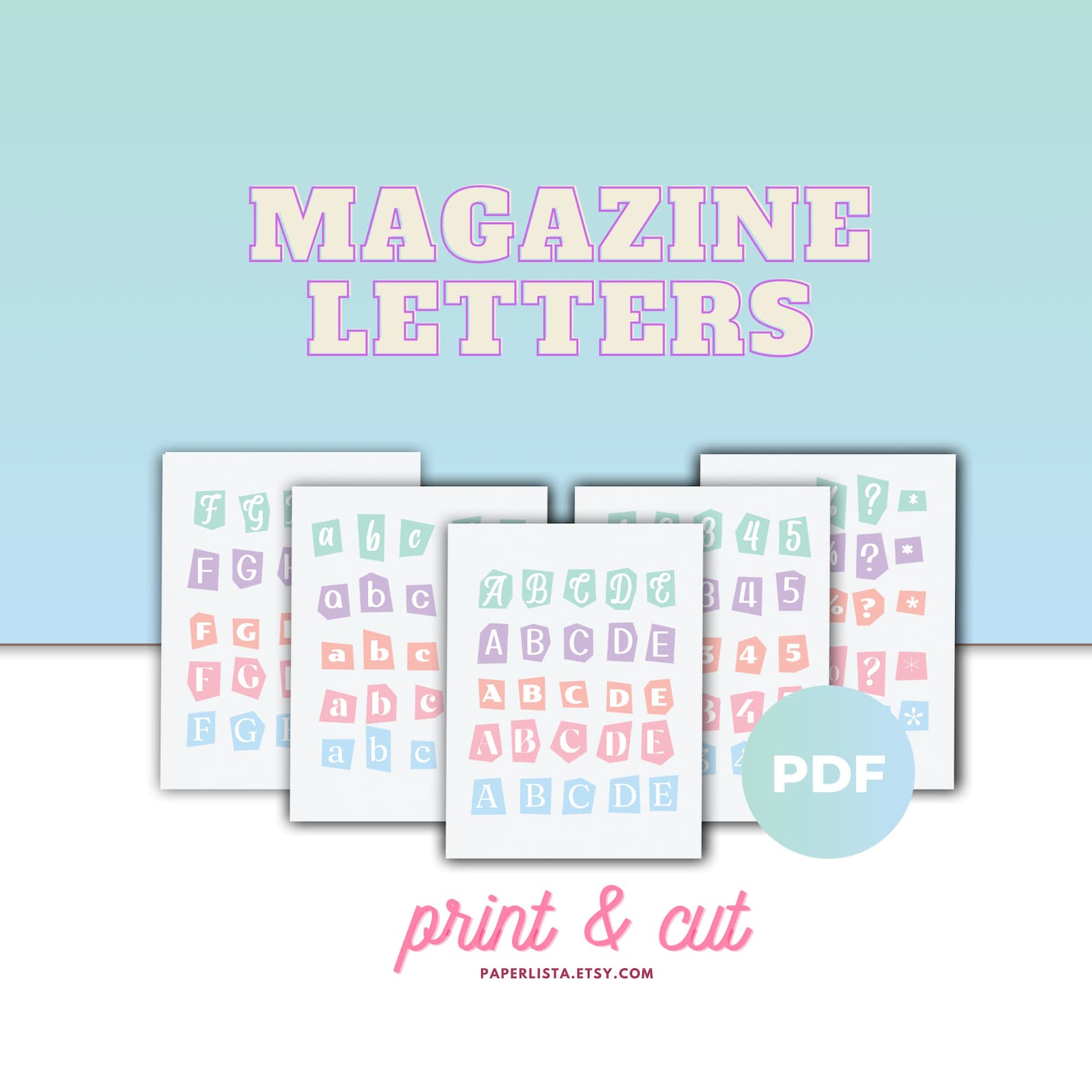 Printable Download PDF Magazine Letters Alphabet Numbers, Ransom Note ...