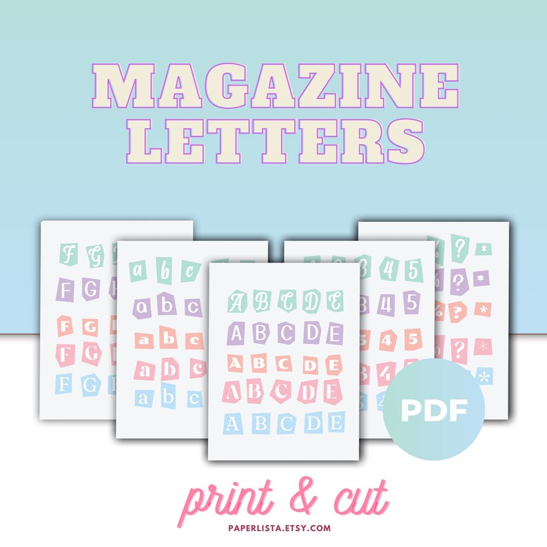 Printable Download PDF Magazine Letters Alphabet Numbers, Ransom Note ...