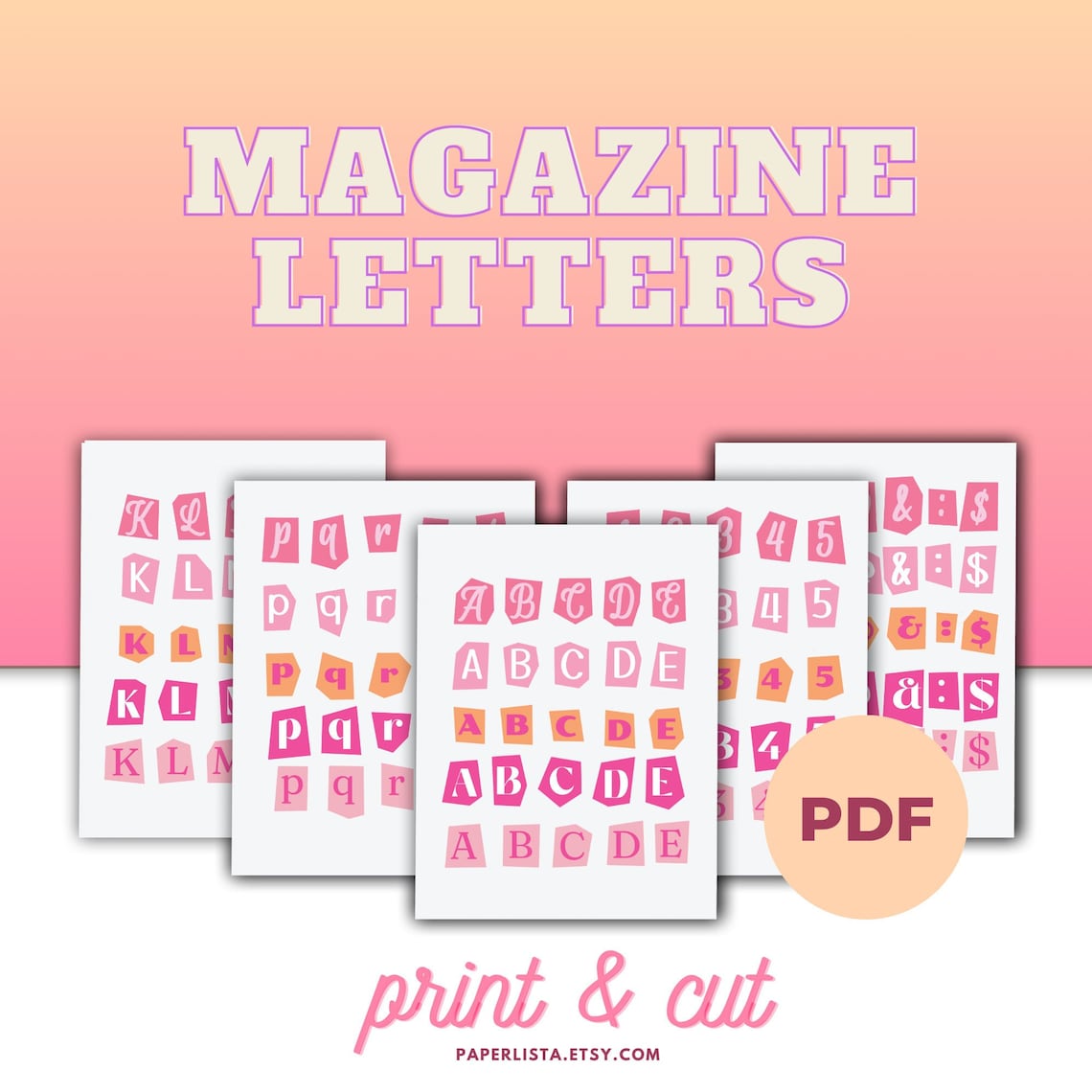 Printable Download PDF Magazine Letters Alphabet Numbers, Ransom Note ...