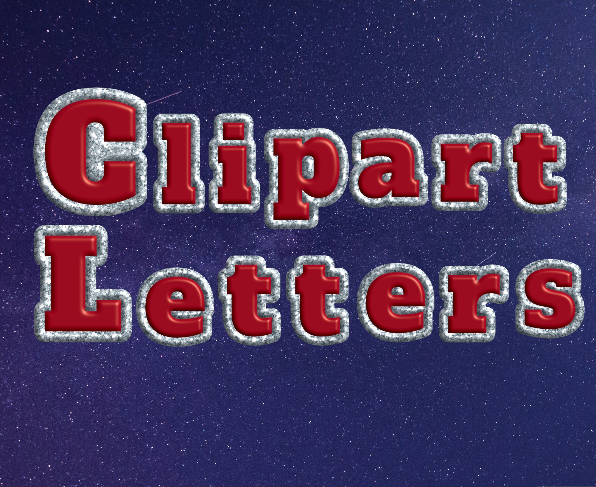 Red Silver Glitter Alphabet Pack Digital Clipart Varsity Letters PNG ...
