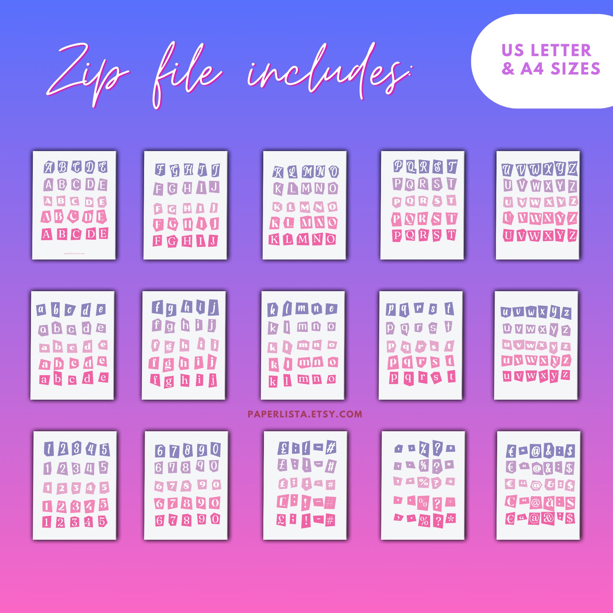 Printable Download PDF Magazine Letters Alphabet Numbers, Ransom Note ...