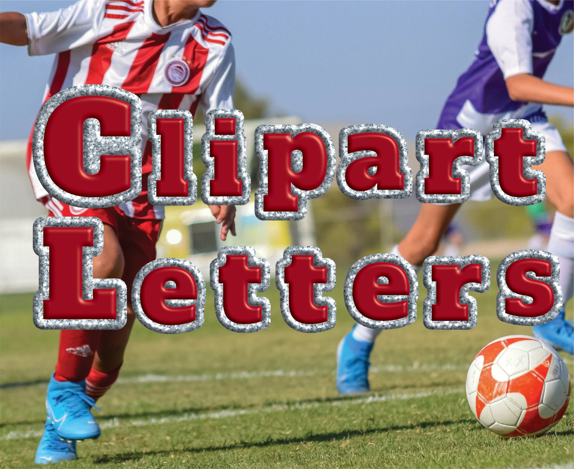 Red Silver Glitter Alphabet Pack Digital Clipart Varsity Letters PNG ...