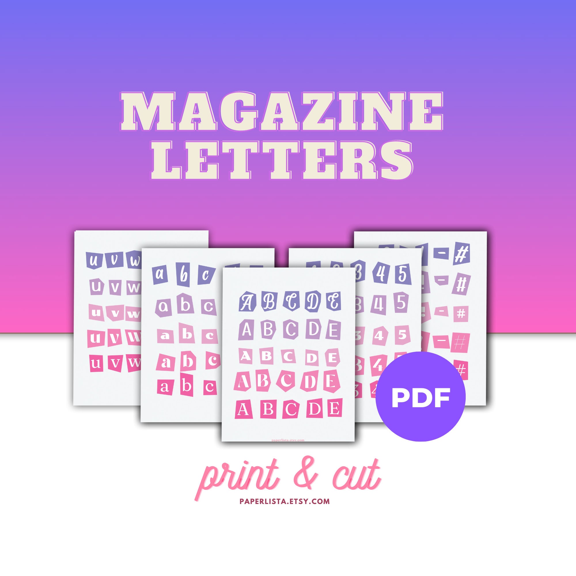 Printable Download PDF Magazine Letters Alphabet Numbers, Ransom Note ...