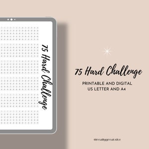 75 Hard Challenge Tracker, Digital PDF Download, Bullet, Journal ...