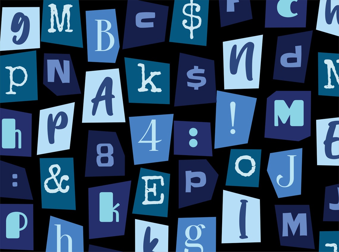 Digital RANSOM NOTE Letters & Numbers - Alphabet Images Ephemera. Junk ...