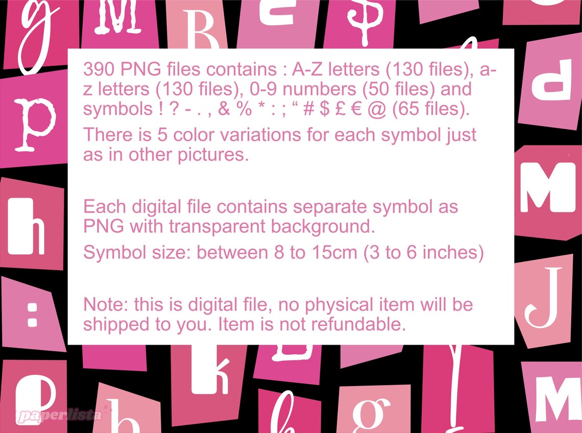 Digital Magazine Letters PNG Transparent Alphabet Symbols - Etsy