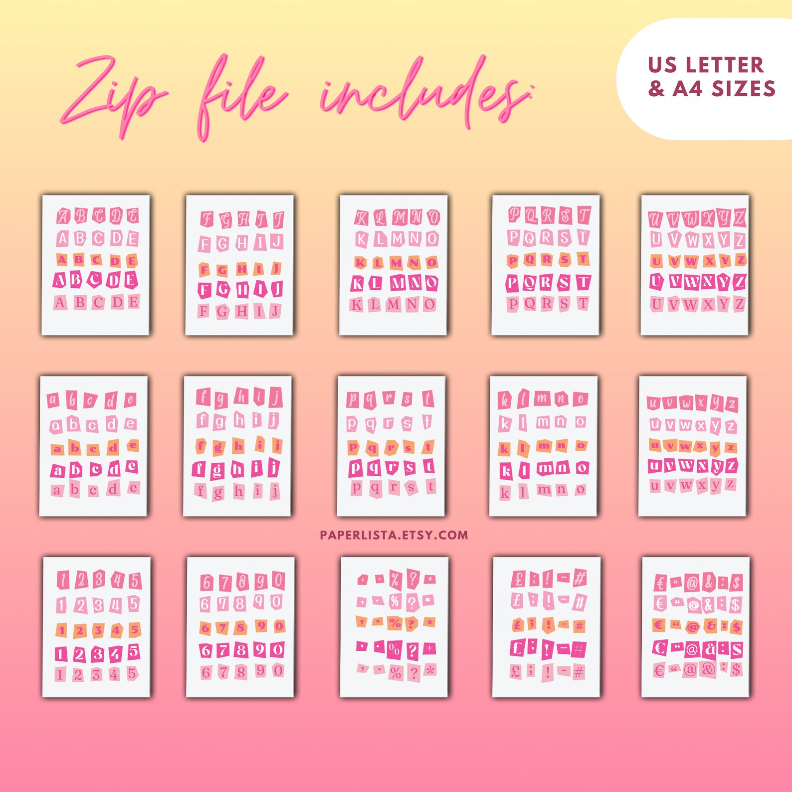 Printable Download PDF Magazine Letters Alphabet Numbers, Ransom Note ...