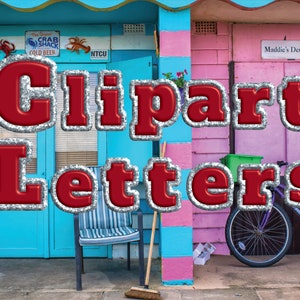 Red Silver Glitter Alphabet Pack Digital Clipart Varsity Letters PNG ...