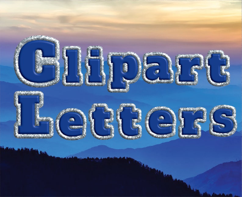 Blue Silver Glitter Alphabet Pack Digital Clipart Varsity - Etsy