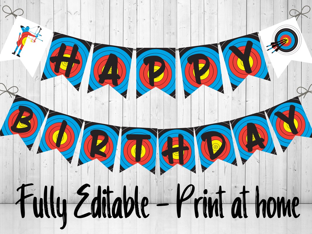 Archery Birthday Party Printable and Editable Banner Party Decor for ...