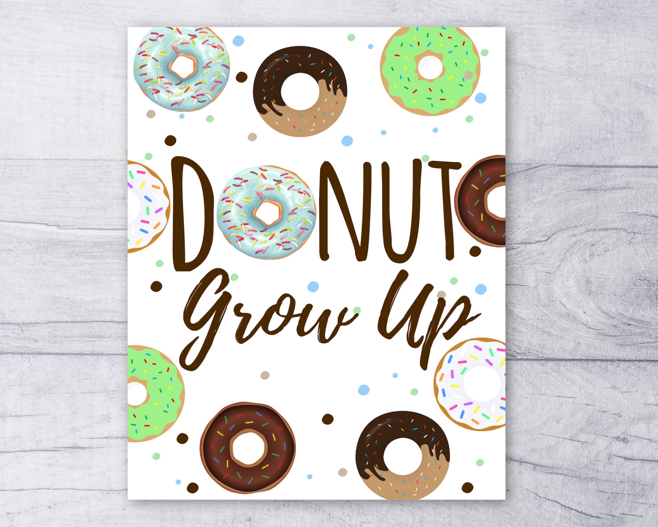 Donut Party 8x10 Instant Download Printable Signs Donut Grow - Etsy