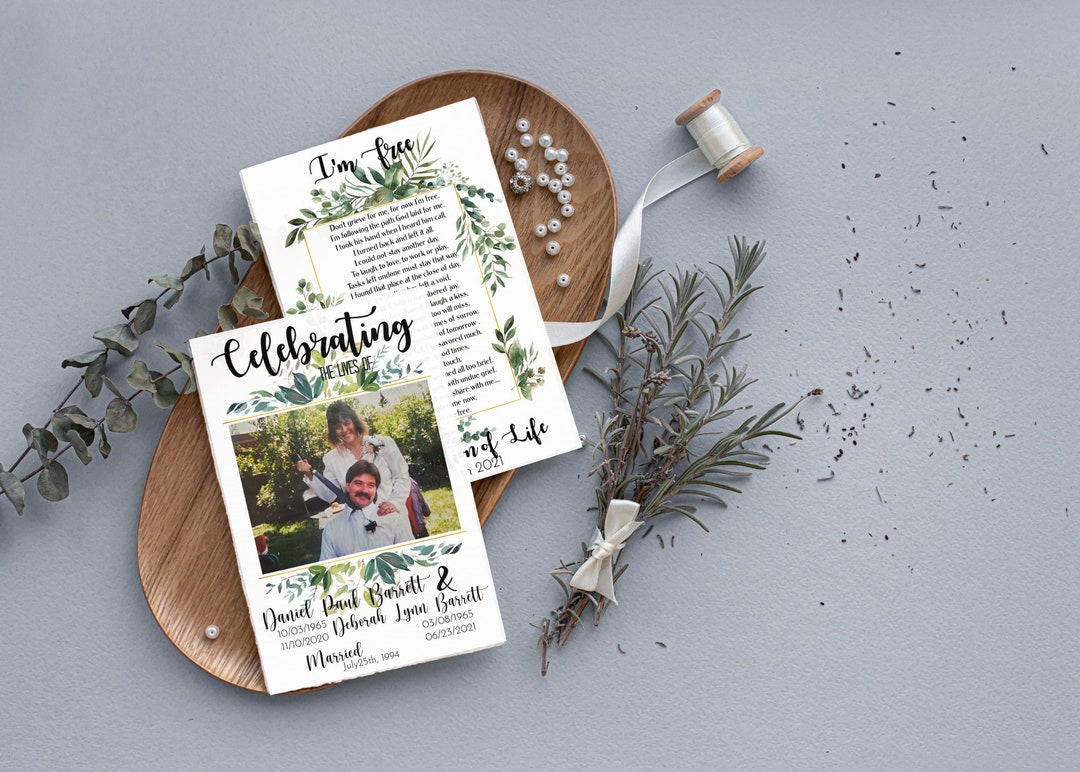 Celebration of Life Photo Card Template | Greenery I'm Free | Fully ...