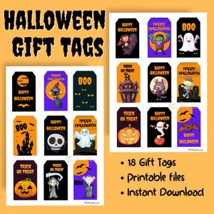 Halloween Gift Tags, Printable Gift Tags, Halloween Favor Tags, Spooky ...