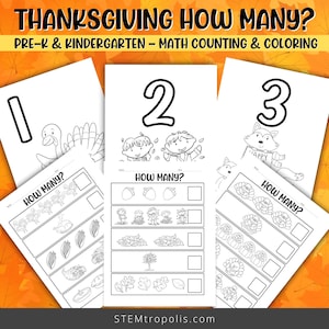 Thanksgiving Math Worksheets, Pre-k Kindergarten Worksheets, Counting ...