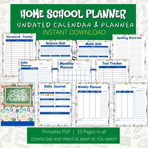 Homeschool Planner Printable, Undated Planner, Homework Tracker ...