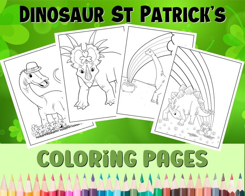 Dinosaur St Patricks Day Coloring Pages, St Patrick's Day Printable ...