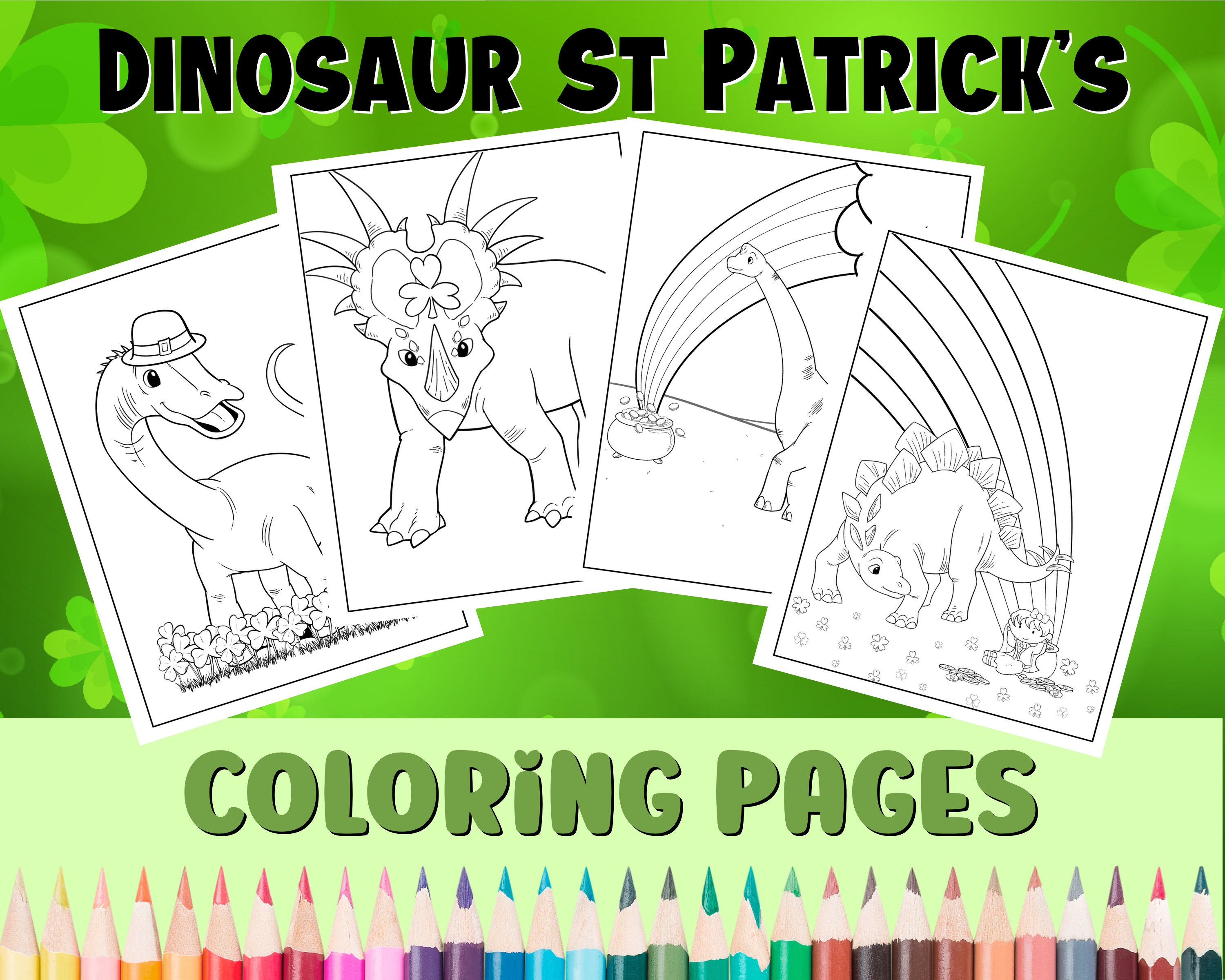 Dinosaur St Patricks Day Coloring Pages, St Patrick's Day Printable ...