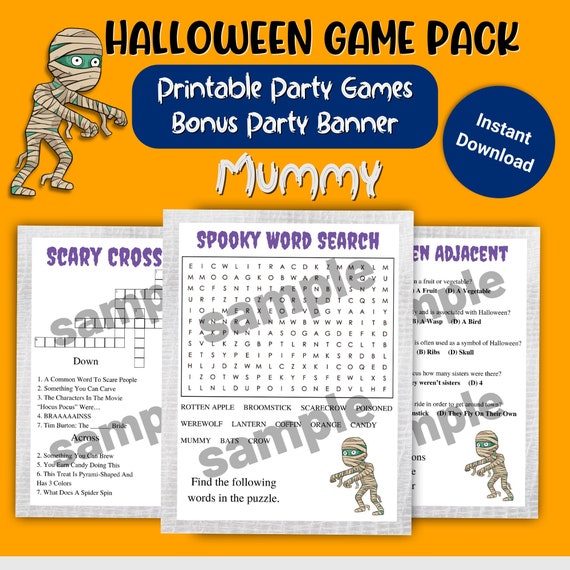 Mummy Printable Halloween Games Printable Party Banner - Etsy