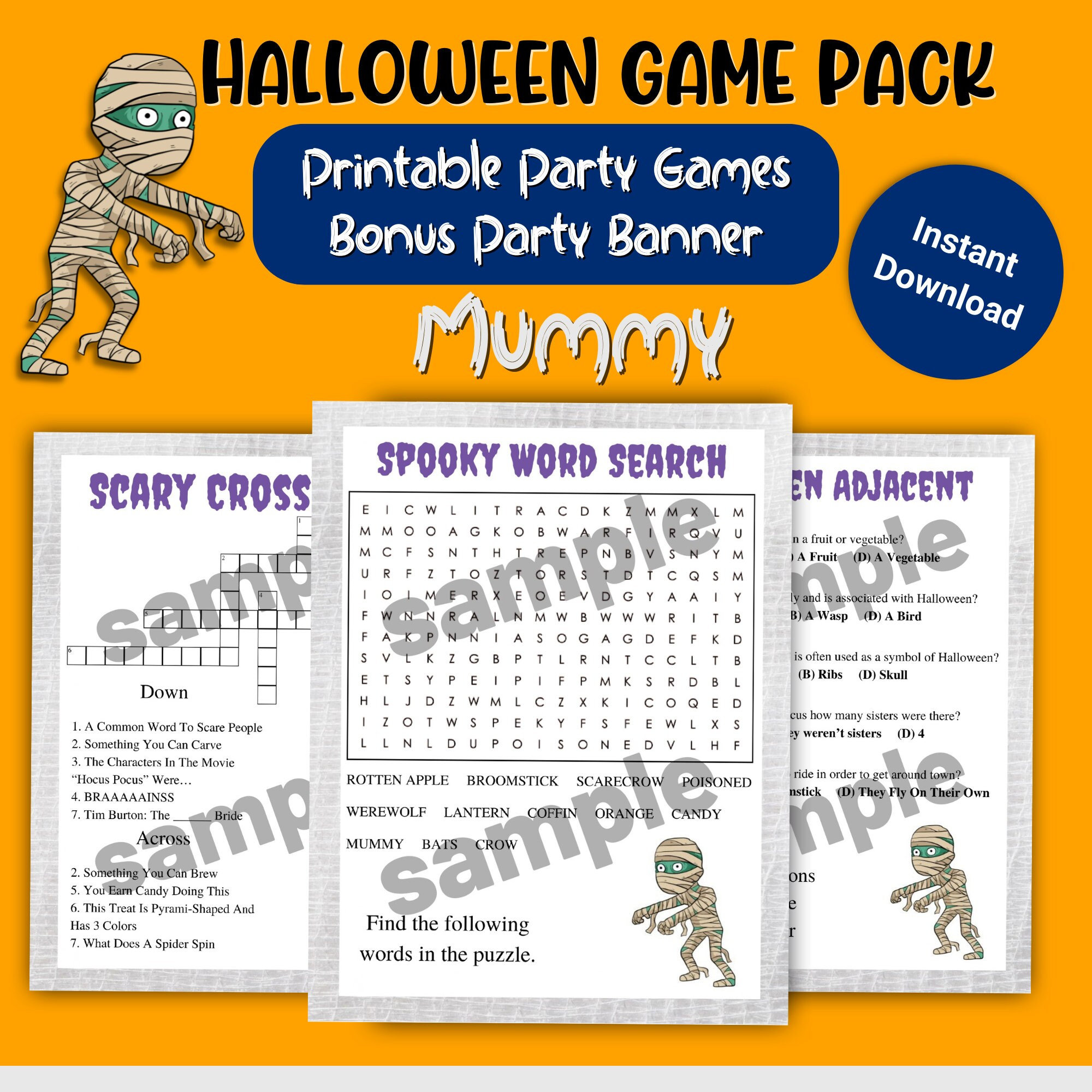 Mummy Printable, Halloween Games, Printable Party Banner, Activities ...