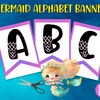Printable Alphabet Banner Letters and Numbers, Mermaid Banner, Mermaid ...
