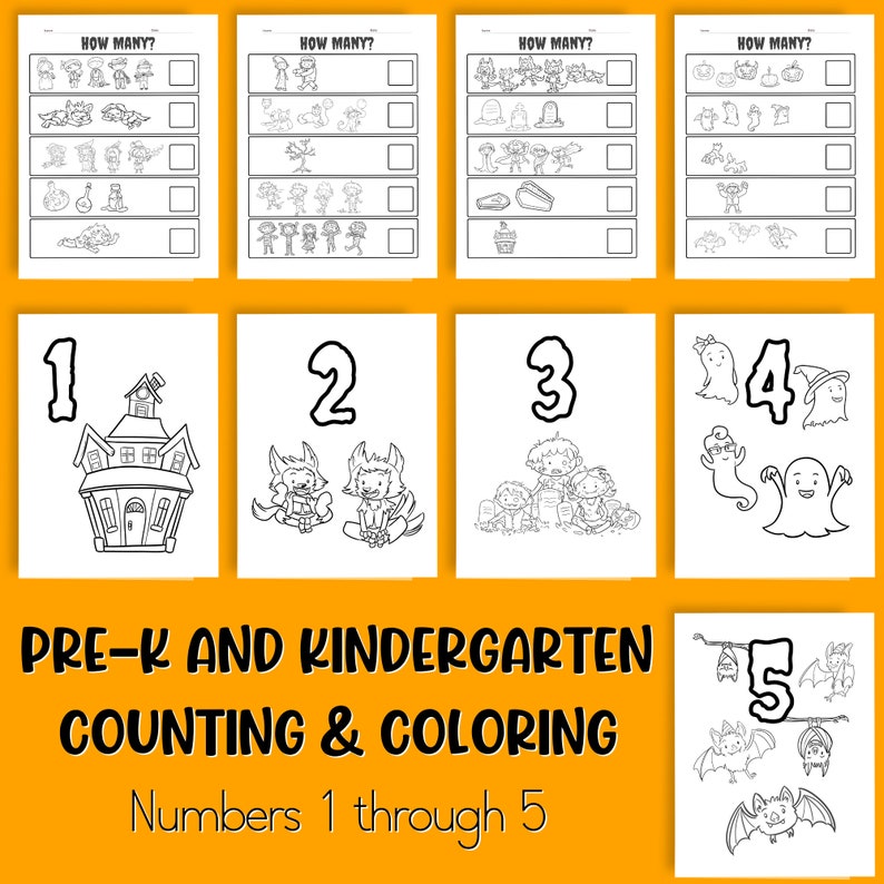 Halloween Math Worksheets, Pre-k Kindergarten Worksheets, Counting ...