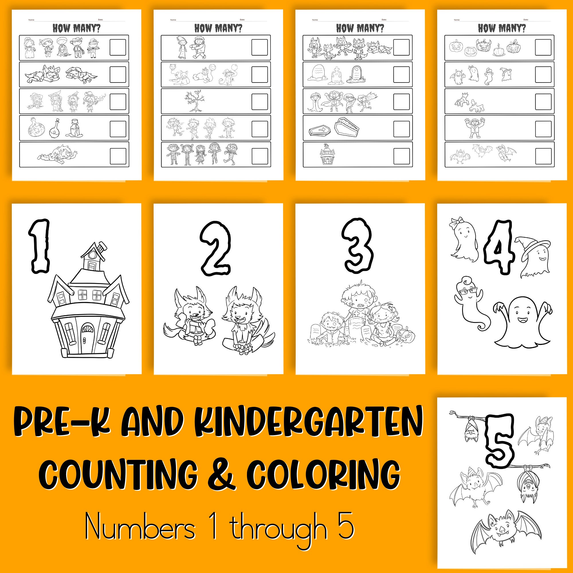 Halloween Math Worksheets, Pre-k Kindergarten Worksheets, Counting ...