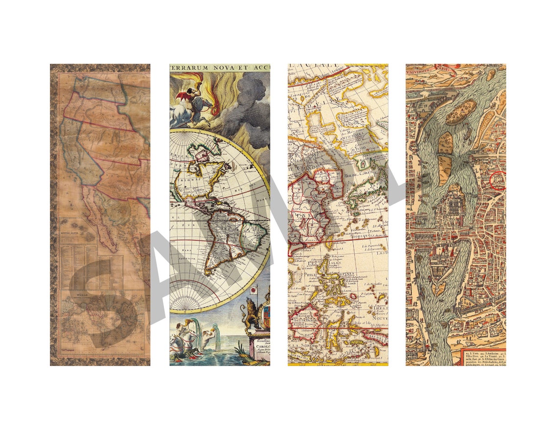 Vintage Maps Printables, Printable Bookmark, Old World Map Print ...