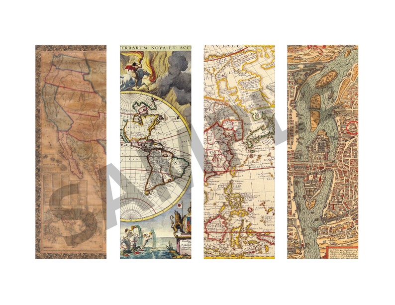 Vintage Maps Printables, Printable Bookmark, Old World Map Print ...