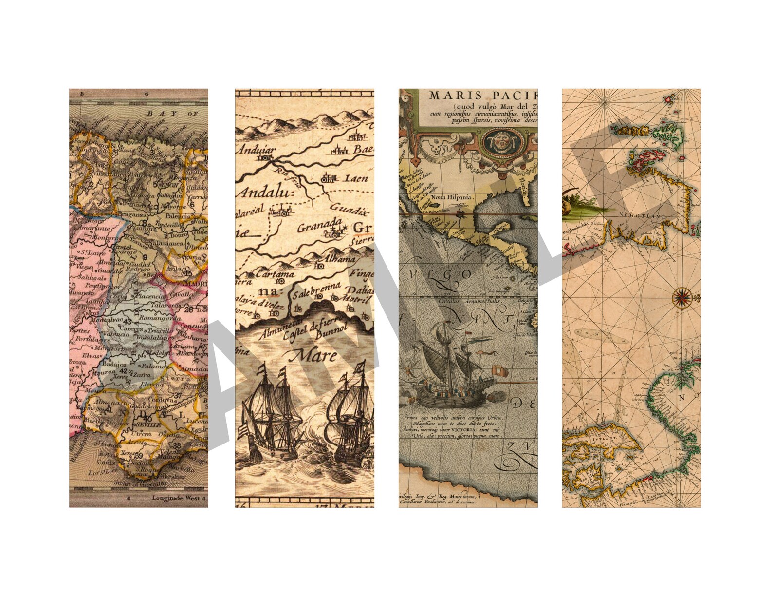 Vintage Maps Printables, Printable Bookmark, Old World Map Print ...