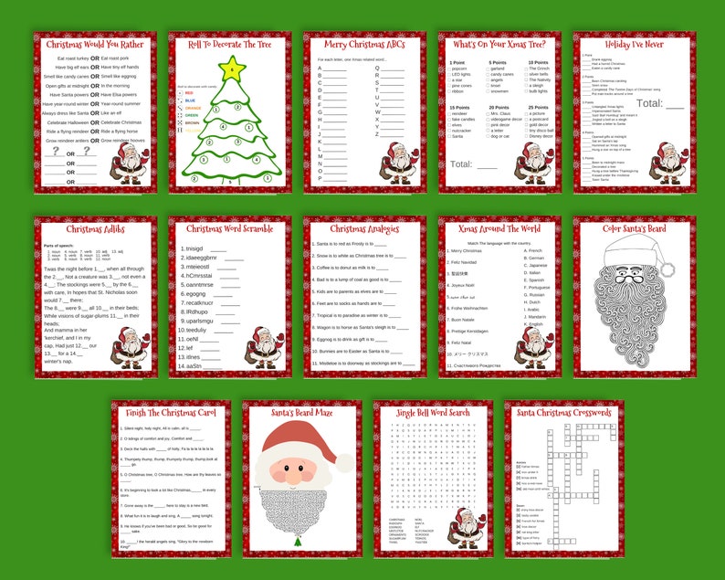 Christmas Printable Road Trip Games, Christmas Activities for Kids ...