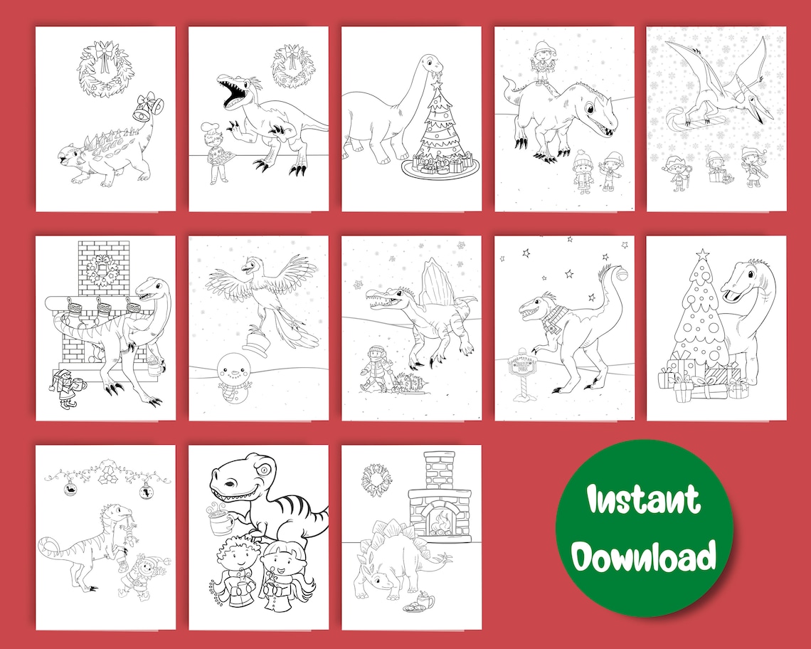 Christmas Dinosaur Coloring Pages, Printable Christmas Coloring Pages ...