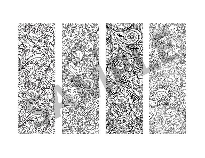 Printable Coloring Bookmarks, Printable Bookmark, Paisley Print ...