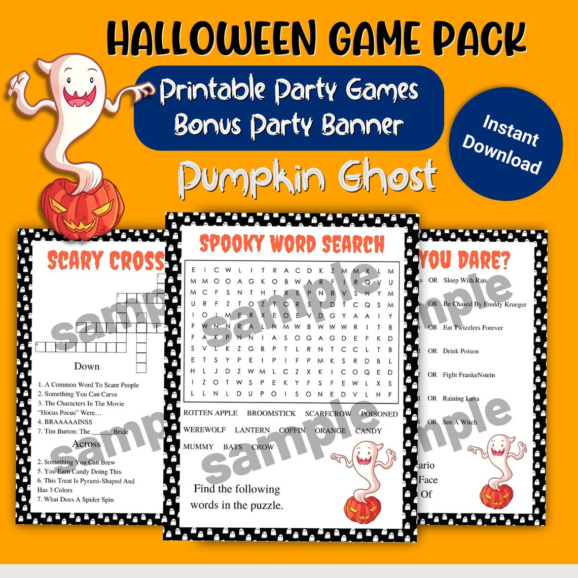 Pumpkin Ghost Printable Halloween Games Printable Party - Etsy