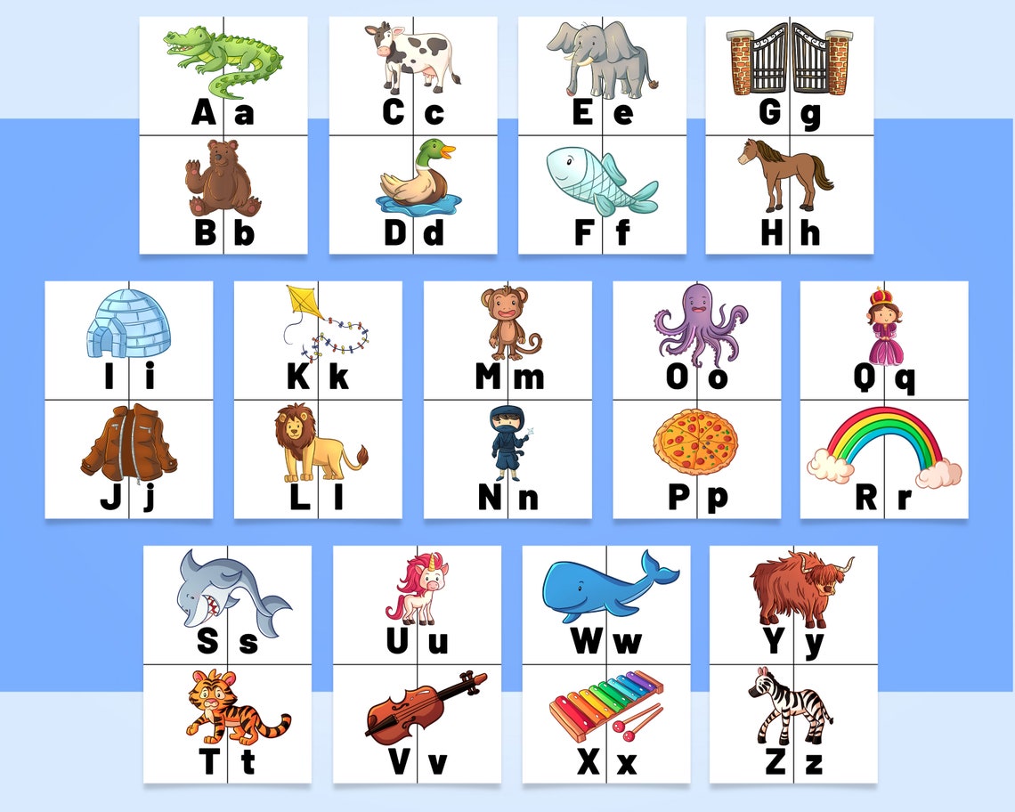 Alphabet Matching Game, Printable Alphabet Flashcard, Letter Game ...