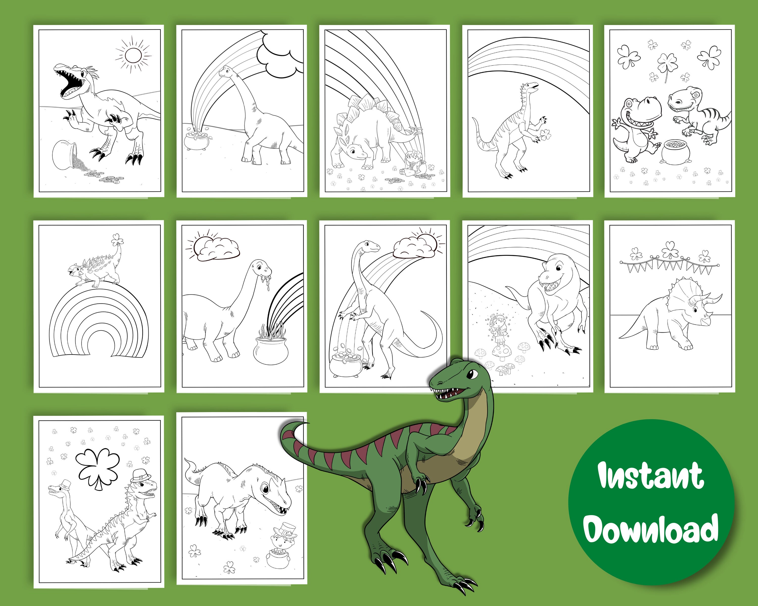 Dinosaur St Patricks Day Coloring Pages, St Patrick's Day Printable ...