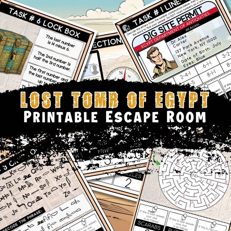 Printable Escape Room for Kids, Egypt Game, Puzzles for Kids Family ...