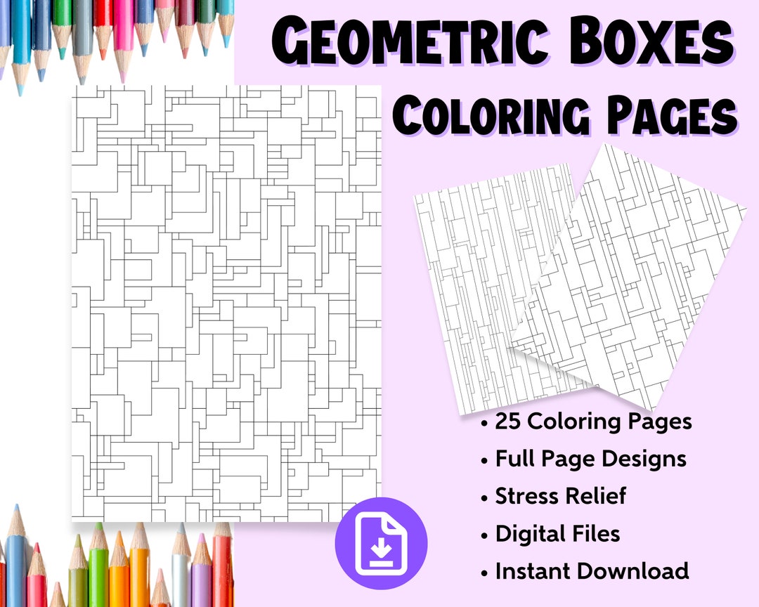 Geometric Coloring Pages, Rectangles & Shapes to Color, Abstract ...