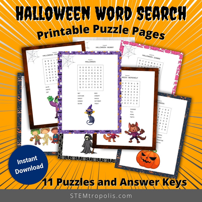 Word Search for Kids, Halloween Printable Word Search, Puzzles ...