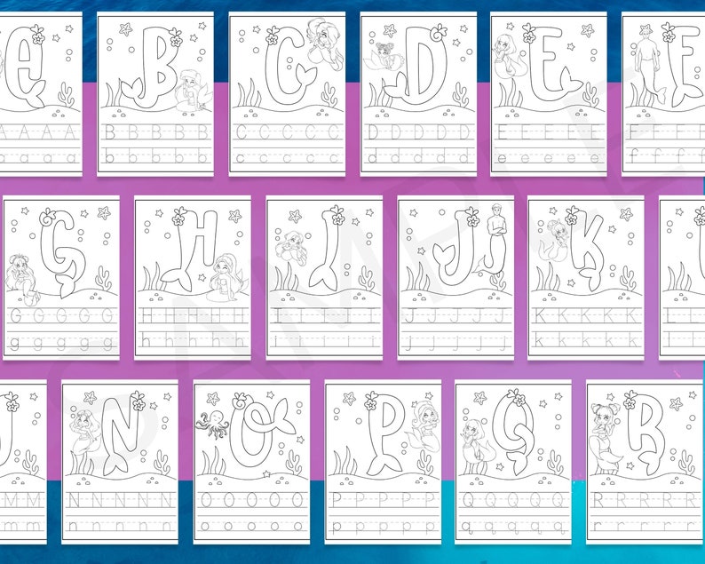 Mermaid Printable Handwriting Worksheets, Mermaid Coloring Pages ...