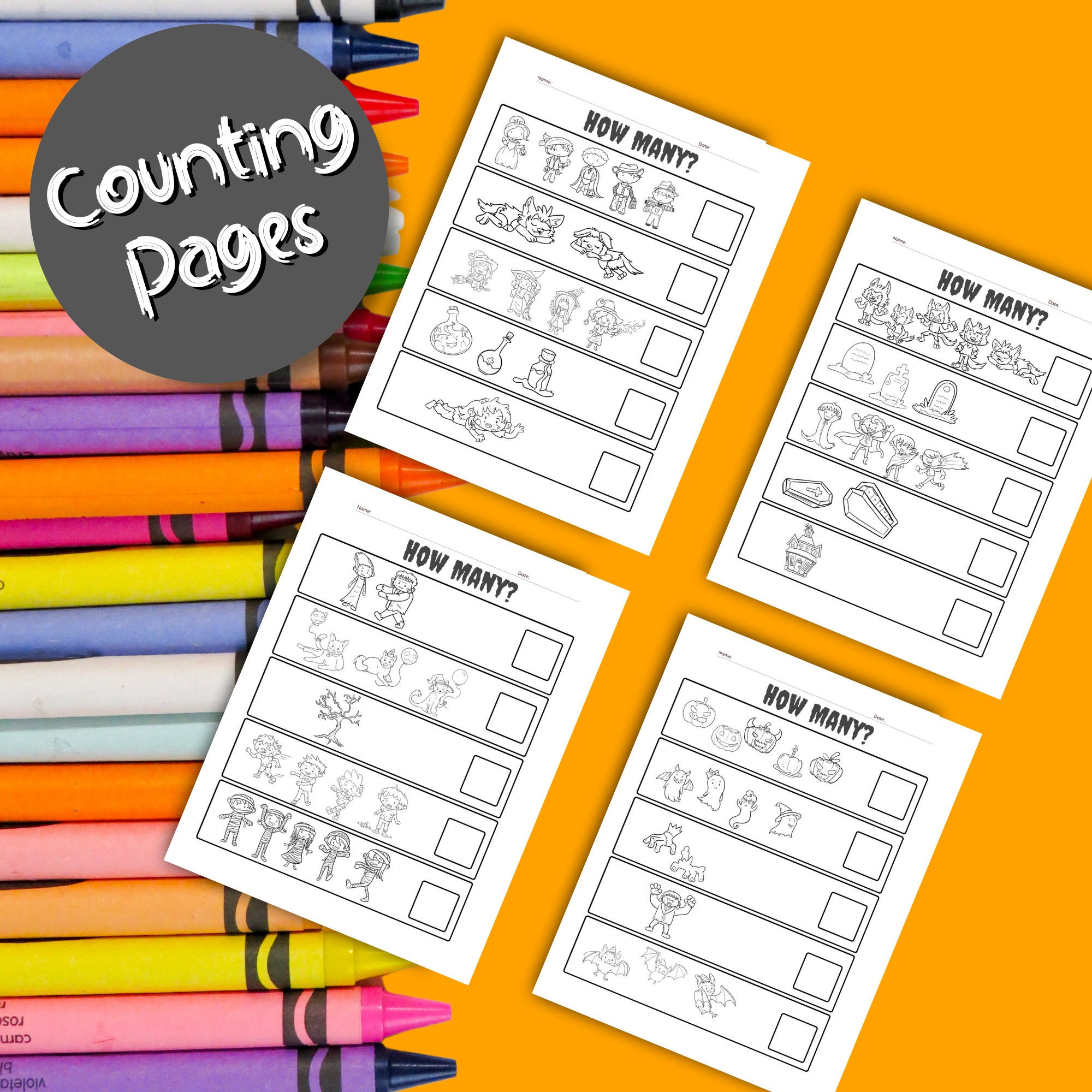 Halloween Math Worksheets, Pre-k Kindergarten Worksheets, Counting ...