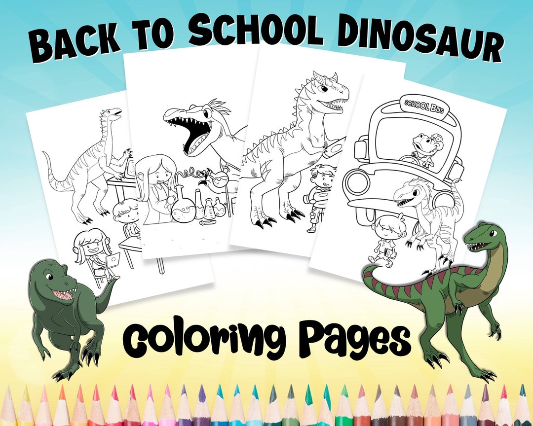 Back to School Dinosaur Coloring Pages, Printable Coloring for Kids ...