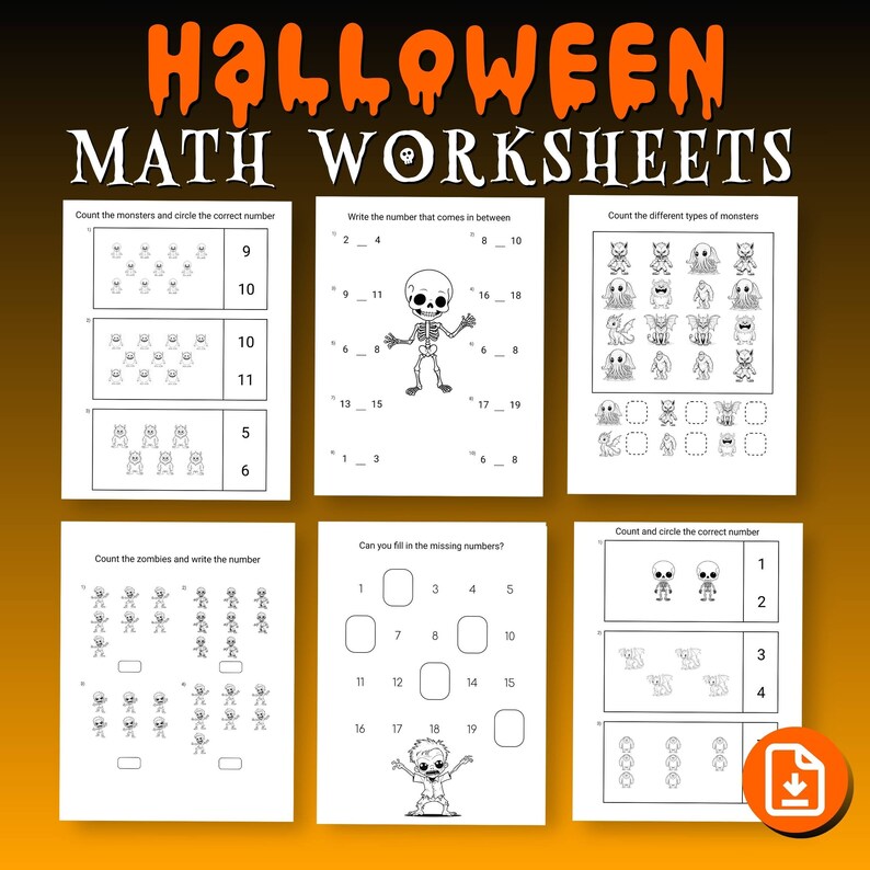 Halloween Math Worksheets for Kids, Printable Halloween Activities ...