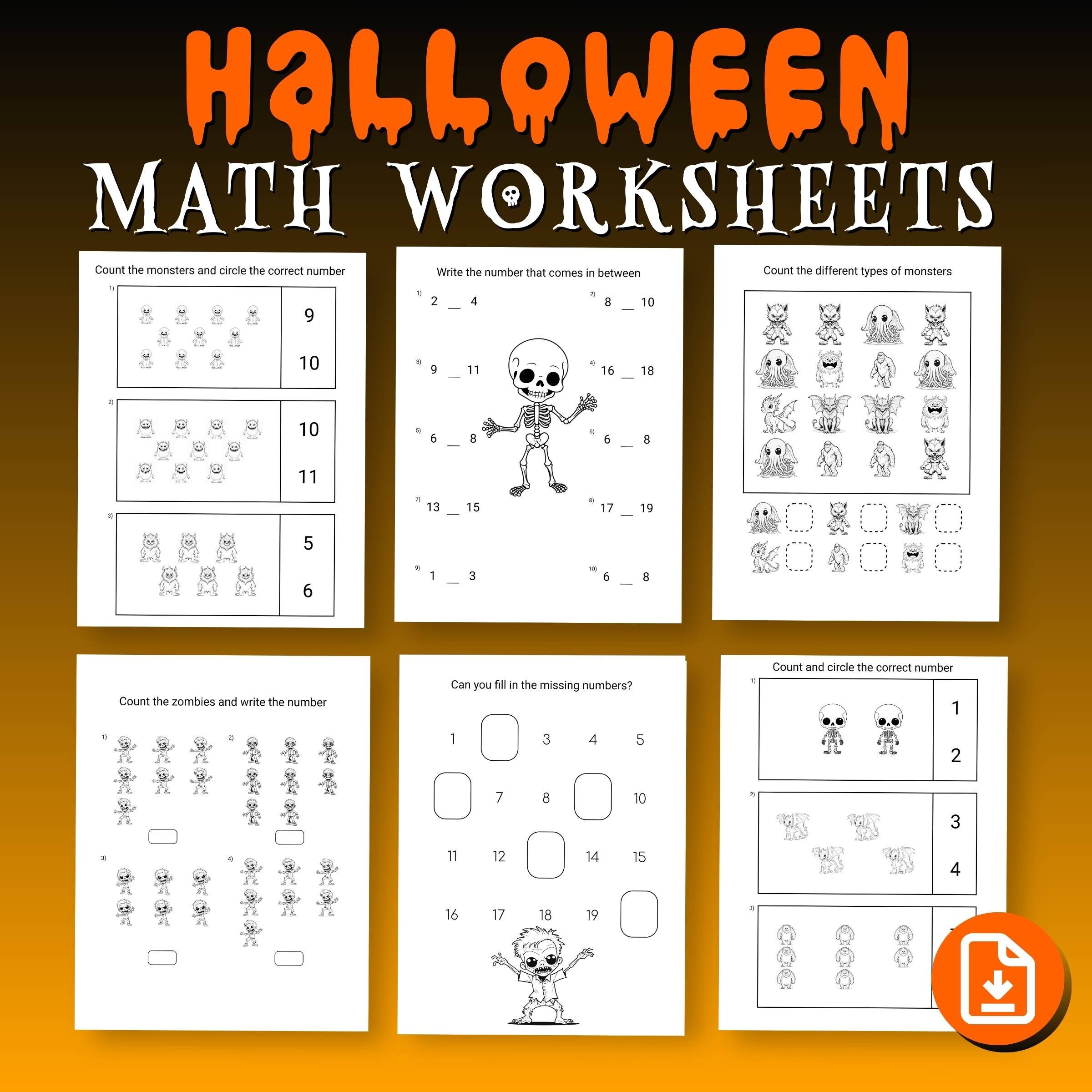 Halloween Math Worksheets for Kids, Printable Halloween Activities ...