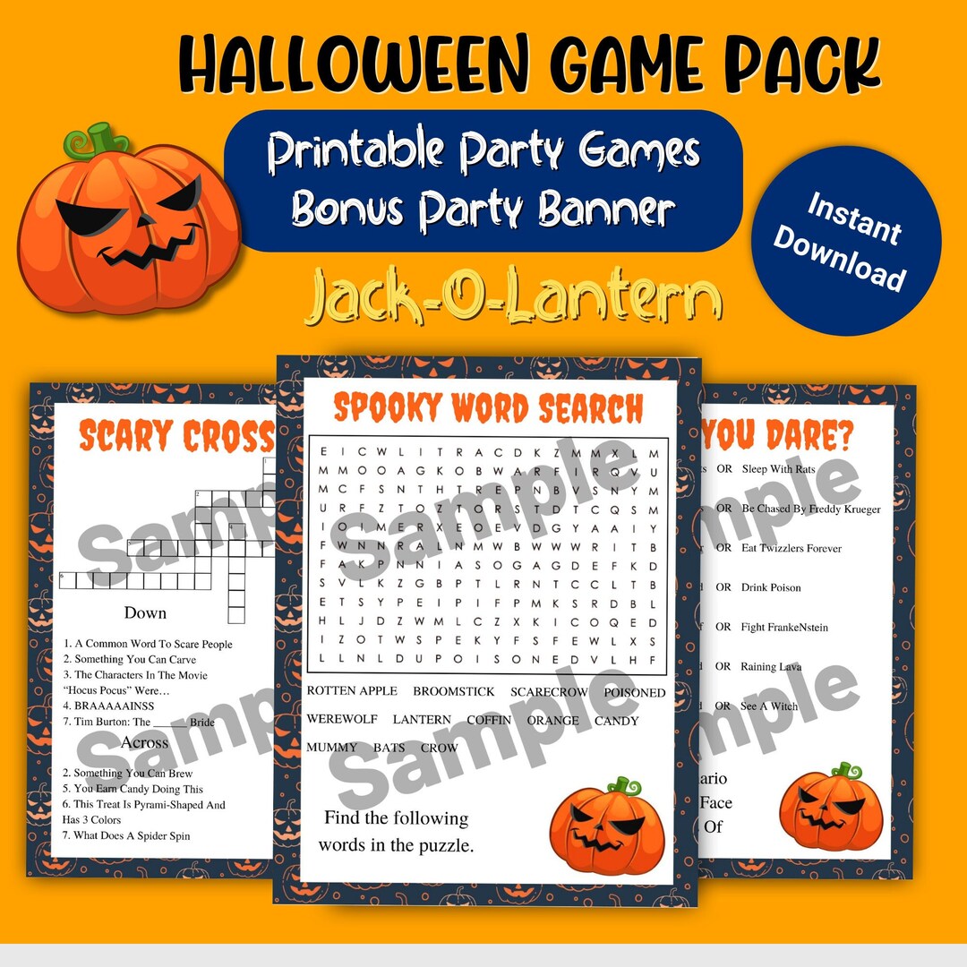 Jackolantern Printable, Halloween Games, Printable Party Banner ...