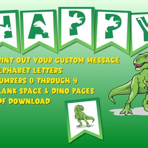 Printable Alphabet Banner Letters and Numbers, Dinosaur Banner ...