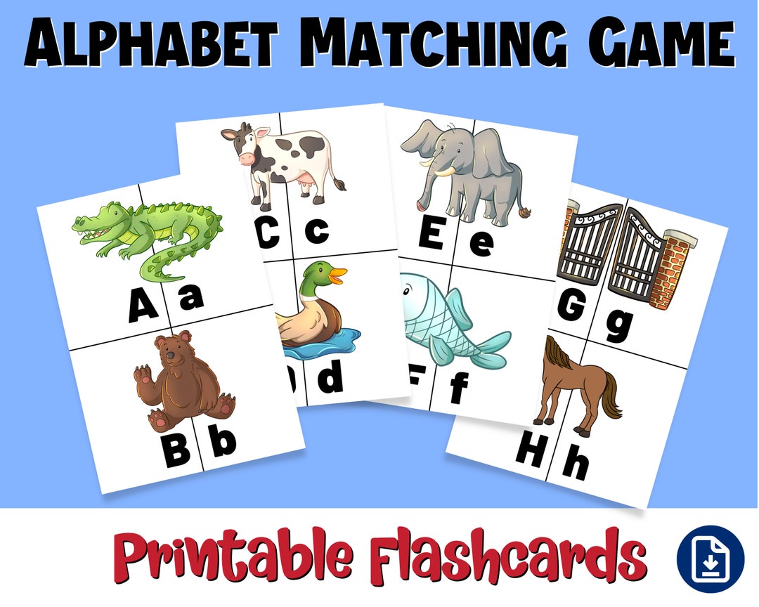 Alphabet Matching Game, Printable Alphabet Flashcard, Letter Game ...