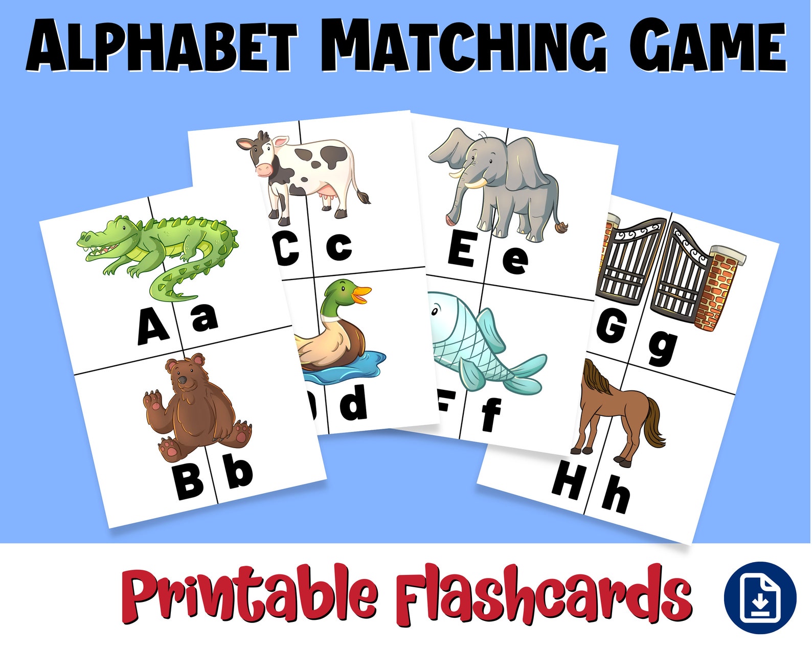 Alphabet Matching Game, Printable Alphabet Flashcard, Letter Game ...