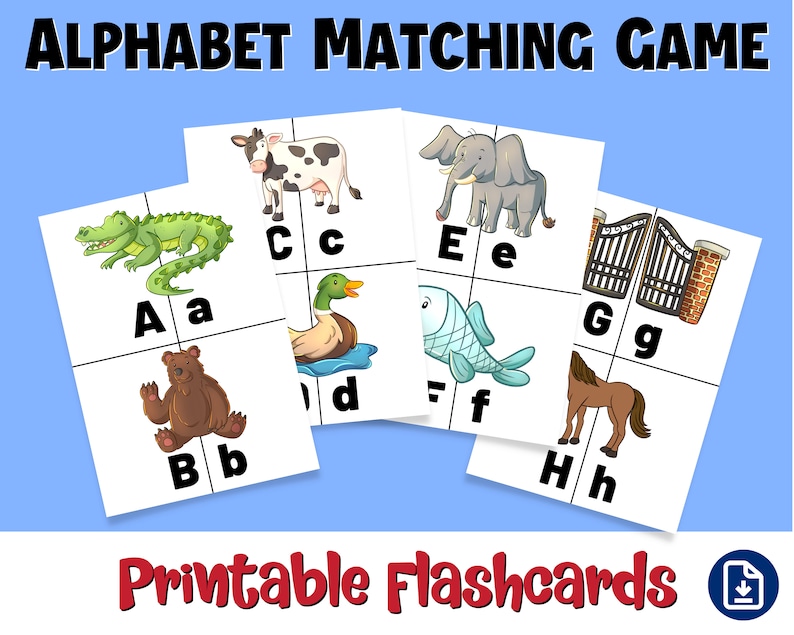 Alphabet Matching Game, Printable Alphabet Flashcard, Letter Game ...