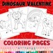 Dinosaur Valentines Coloring Pages, Valentine Coloring Sheets for Kids ...